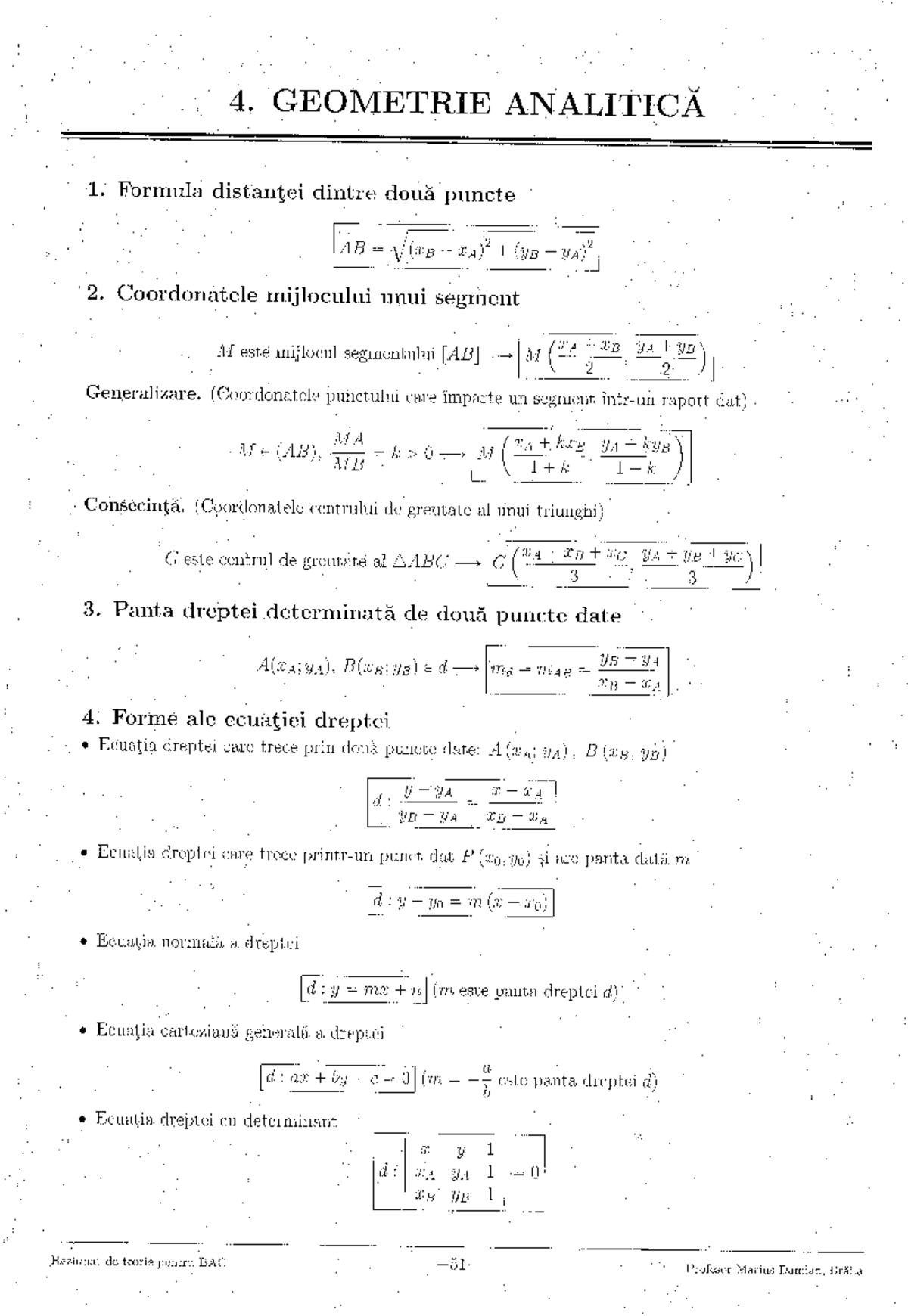 Geometrie Analitică 1: Teorie și Formule pentru BAC - Studocu
