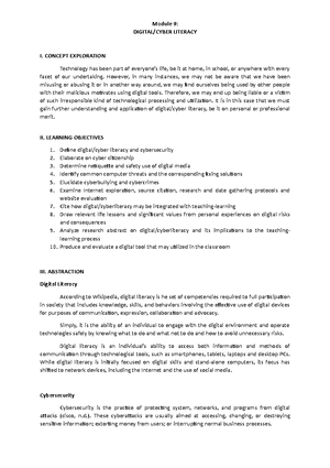 Module-11 - module - Module 11: ARTS AND CREATIVE LITERACY I. CONCEPT ...