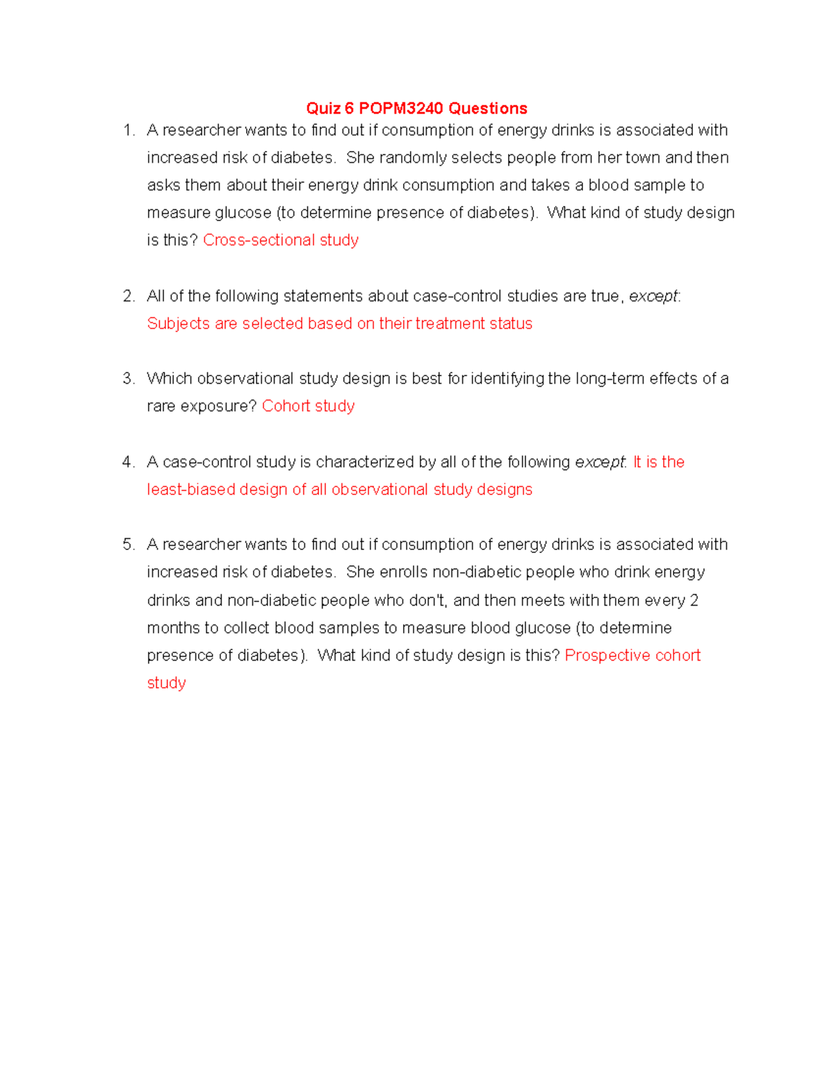 Quiz 6 POPM3240: Study Design Questions and Answers - Studocu