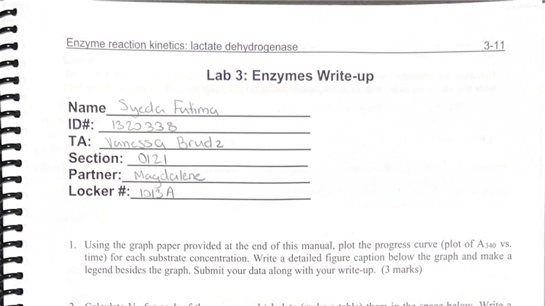 LAB 3: Enzyme Reaction Kinetics of Lactate Dehydrogenase (BIOC 2580 ...
