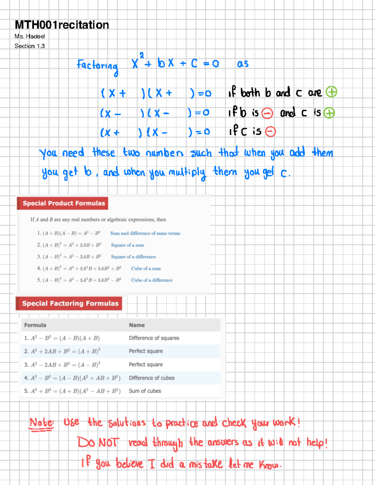 1.3 Algebraic Expressions - MTH001recitation Ms. Hadeel Section 1 ...