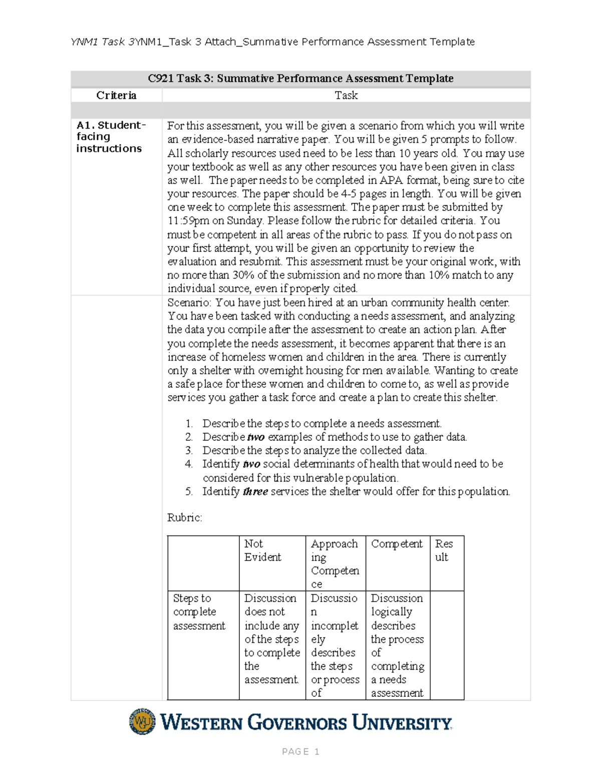C921 Task 3: Summative Performance Assessment Template Guide - Studocu
