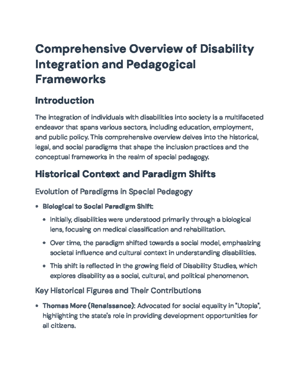 Comprehensive Overview of Disability Integration: History and ...
