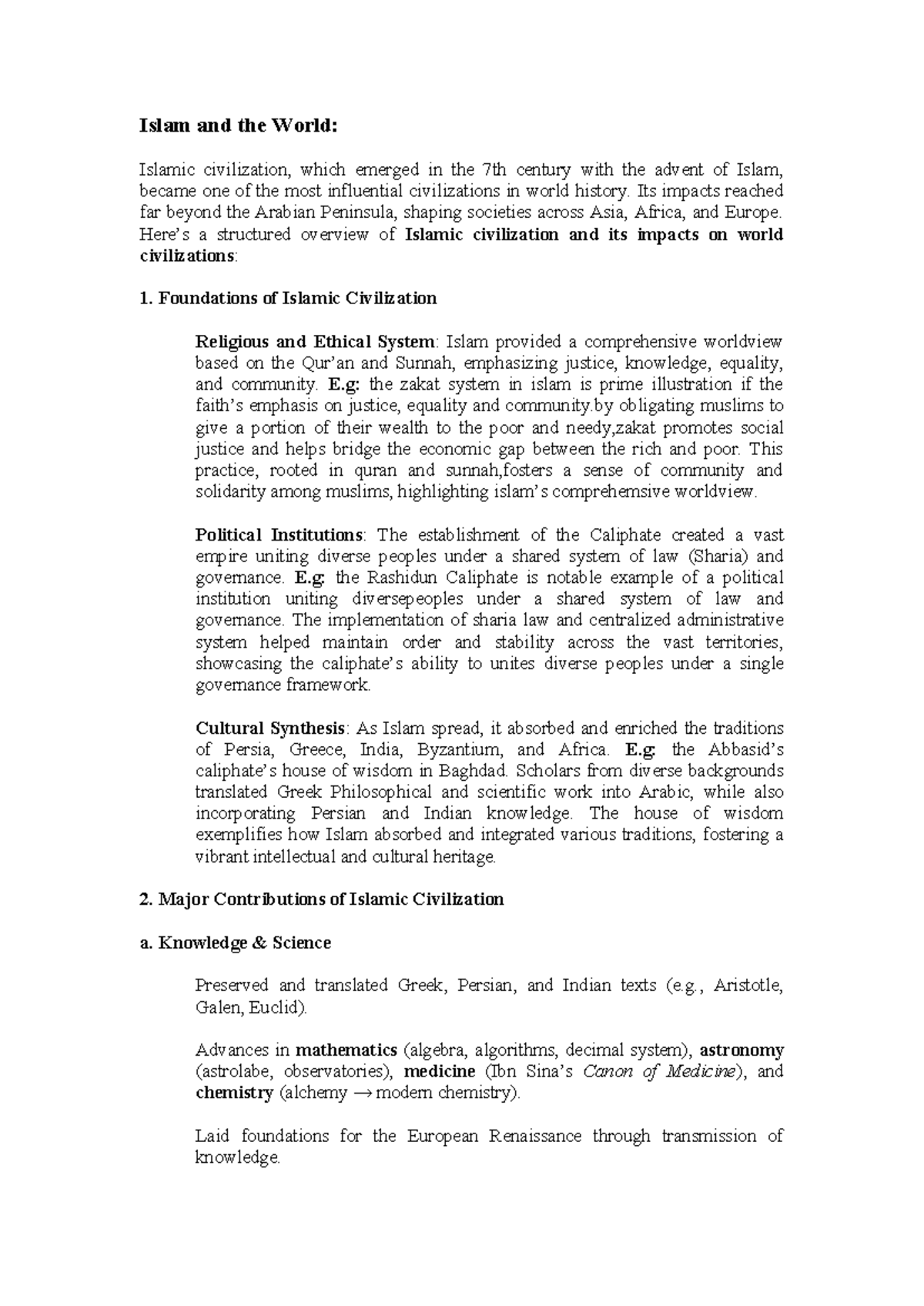 Islam and the World: A Comprehensive Overview of Islamic Civilization ...