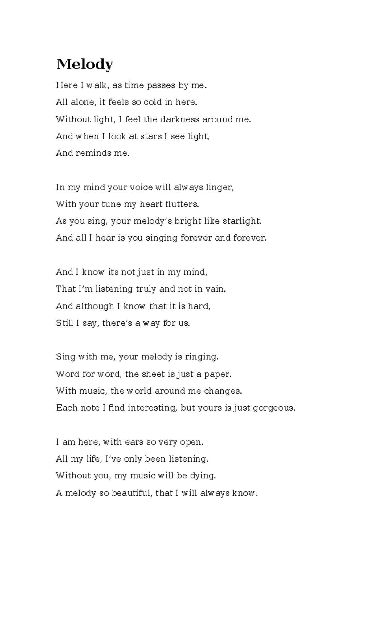 Walking - Poem on Melody and Memories - Studocu