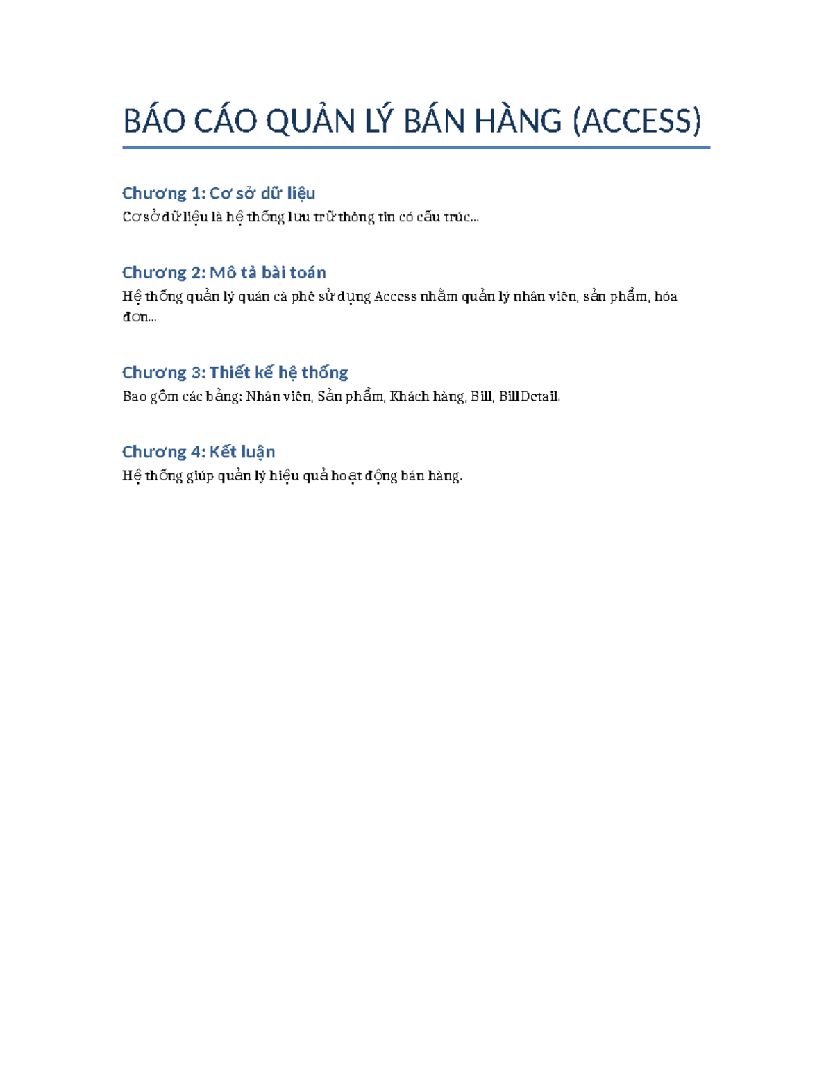 Bao cao access - phân tích BCTC - BÁO CÁO QUẢN LÝ BÁN HÀNG (ACCESS ...