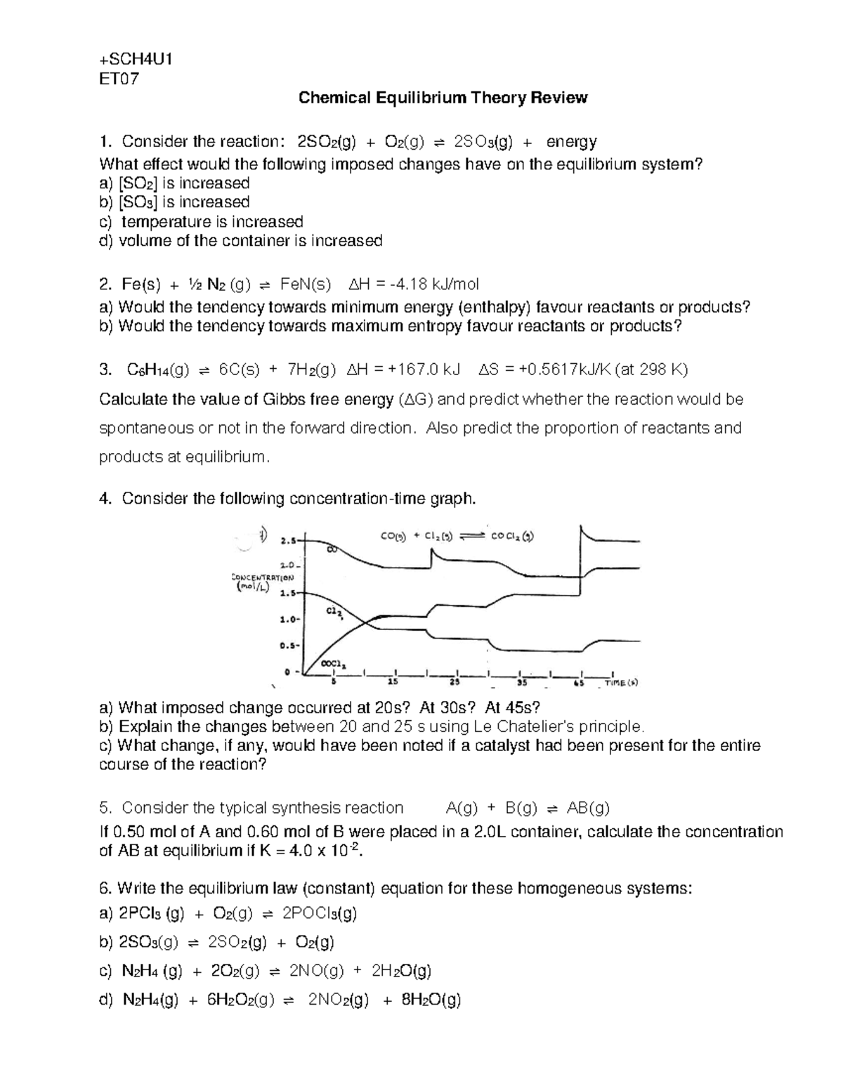 ET07 Chemical Equilibrium Unit 3 Review Notes - Studocu
