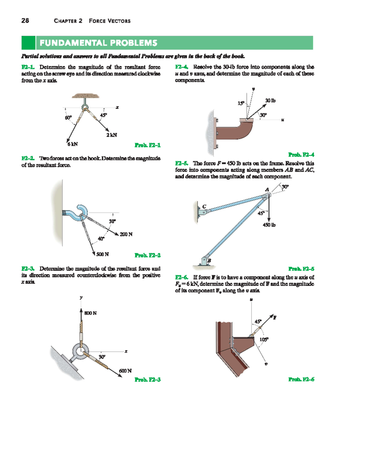 Statics Hibbeler - Resultant Force Analysis (Chapter 2 Problems) - Studocu