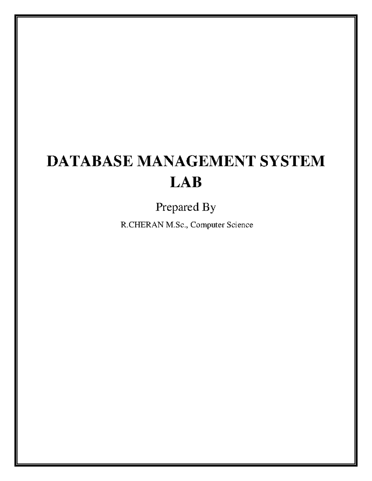 Database Management System LAB - DATABASE MANAGEMENT SYSTEM LAB ...