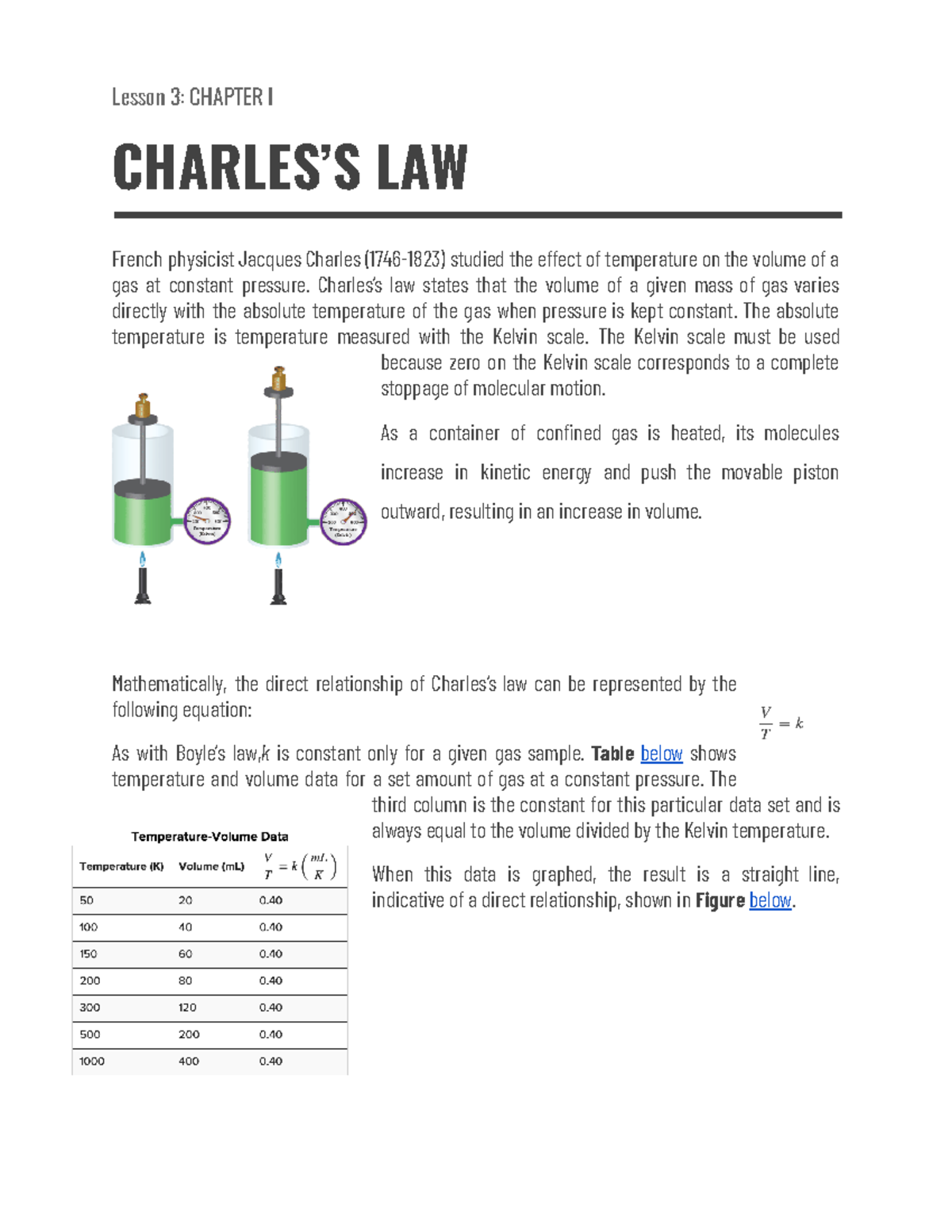 Lesson 3 Charles's Law - Lesson 3: CHAPTER I CHARLES’S LAW French ...