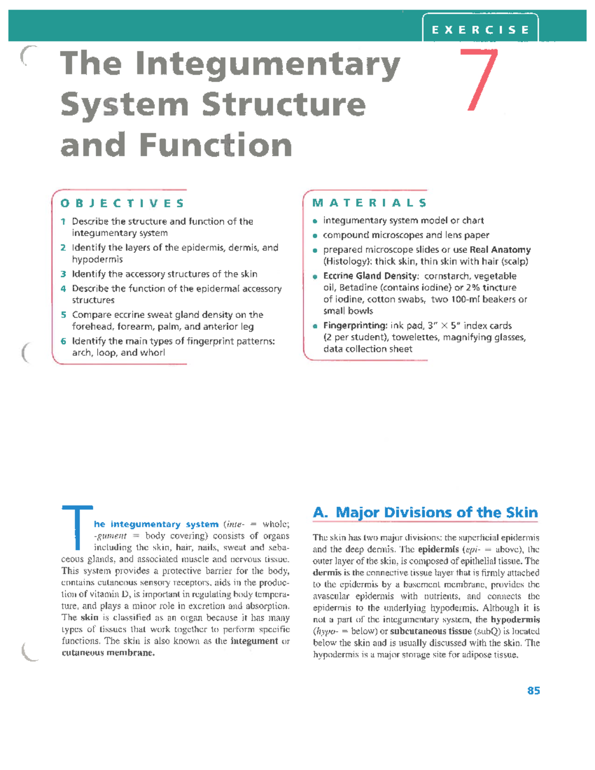 LAB EXERCISE 7: Integumentary System Structure & Function (A&P) - Studocu