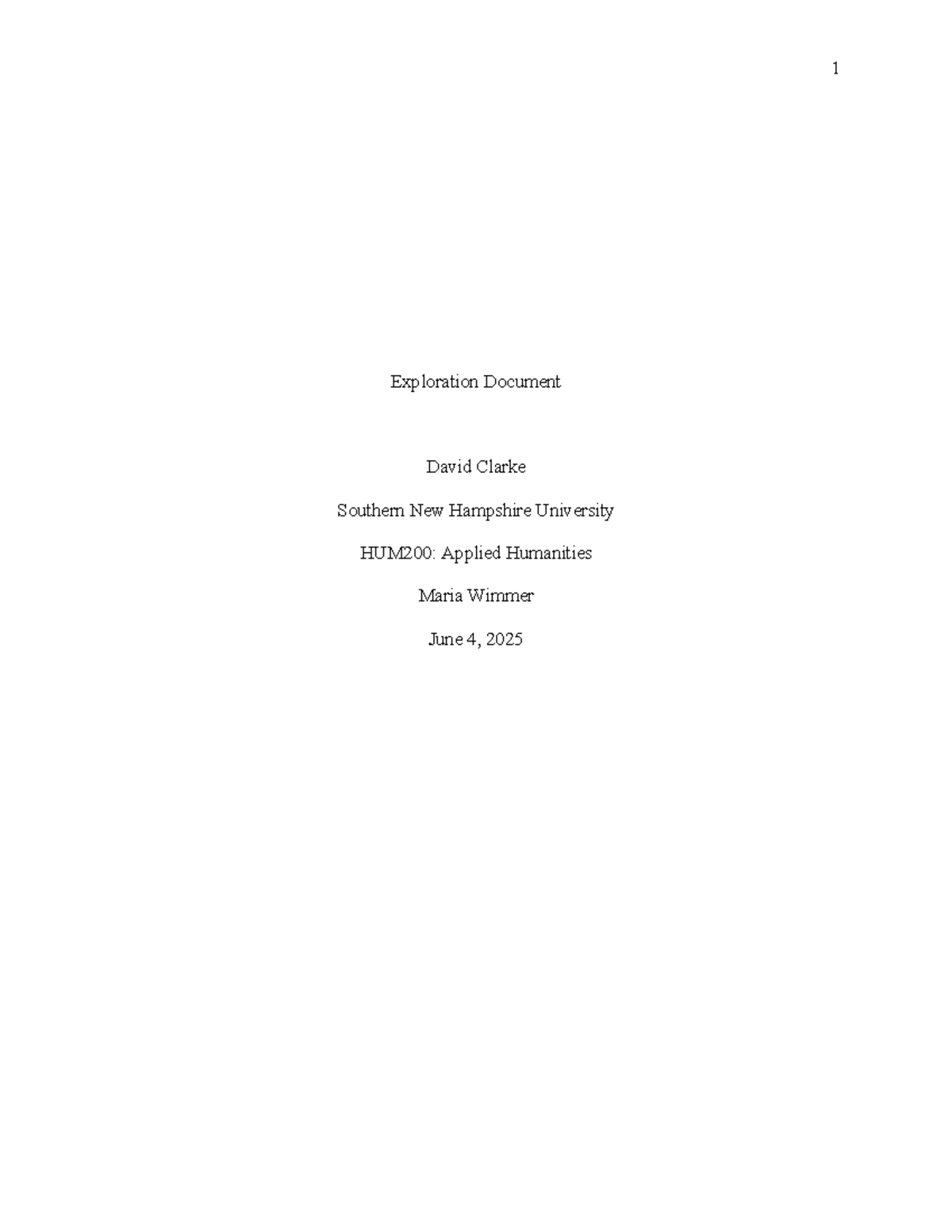 HUM200: Applied Humanities Project Part One - Exploring Life Themes in ...