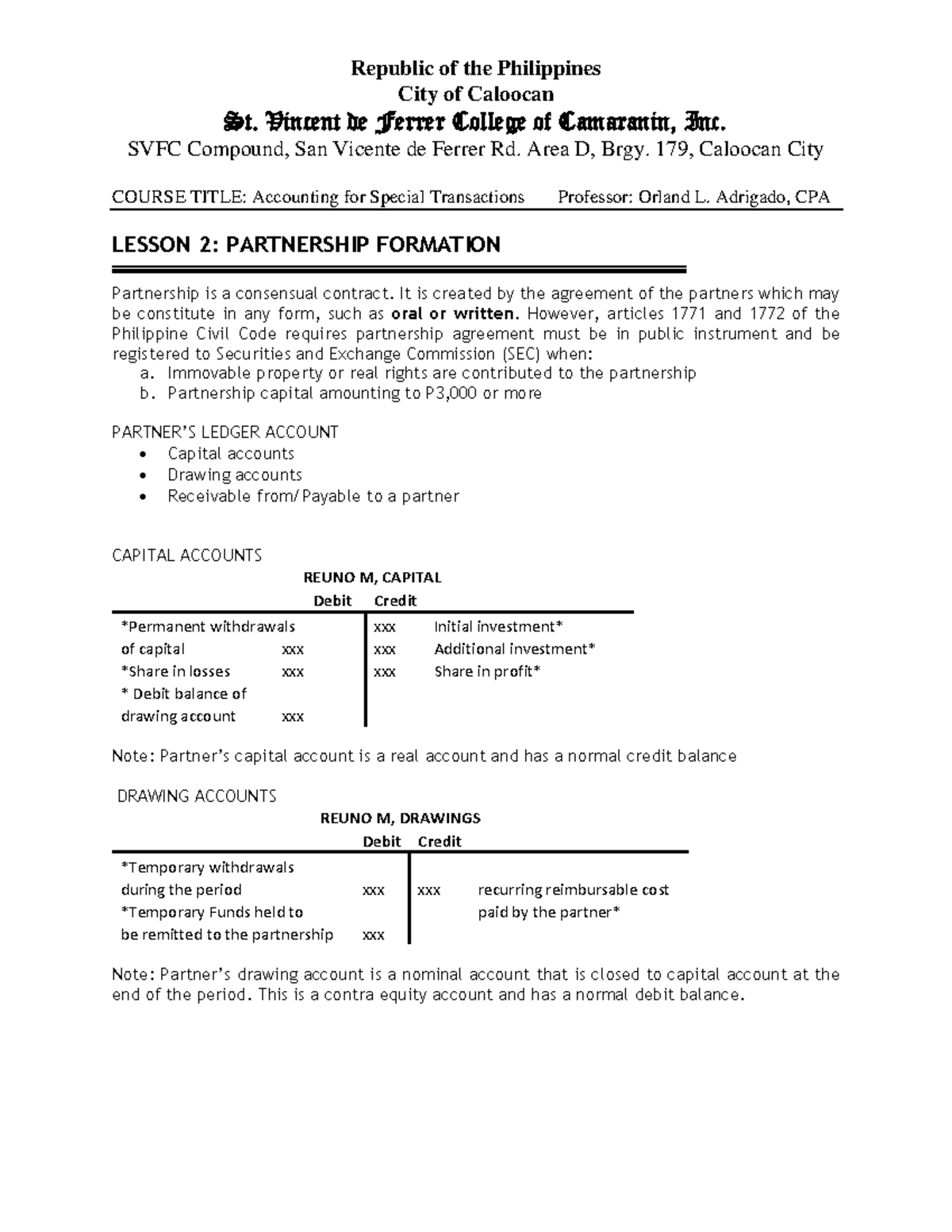 690515200 Lesson 2: Partnership Formation in Accounting - Studocu