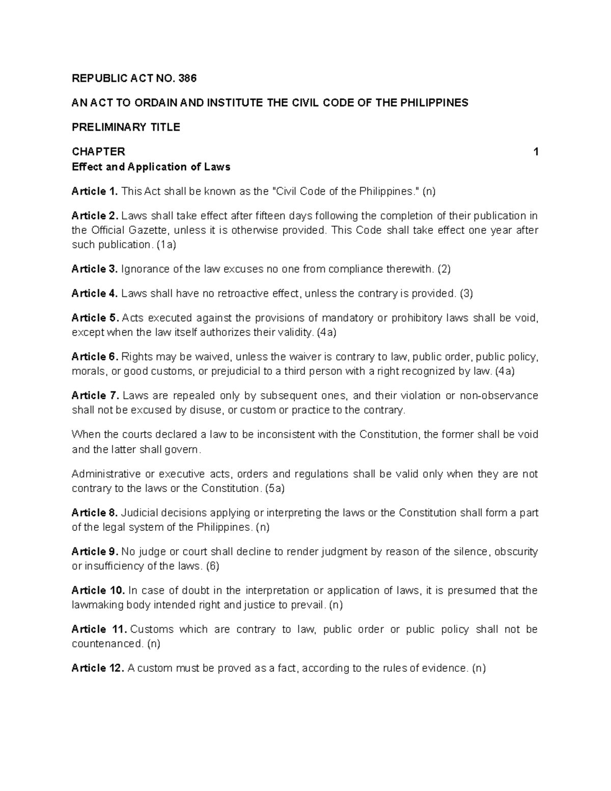 Activity-1-RA-386-ART.1-36 This is about the Laws that every Civil ...