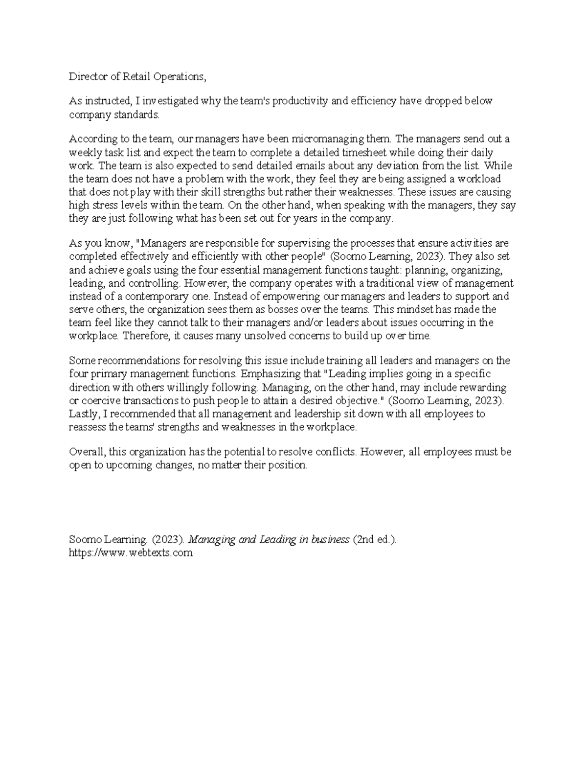 BUS 210 Module 2 assignment: Improving team productivity and management ...