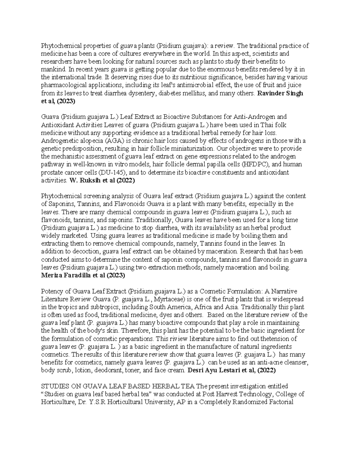Phytochemical Properties of Guava (Psidium guajava): A Comprehensive ...