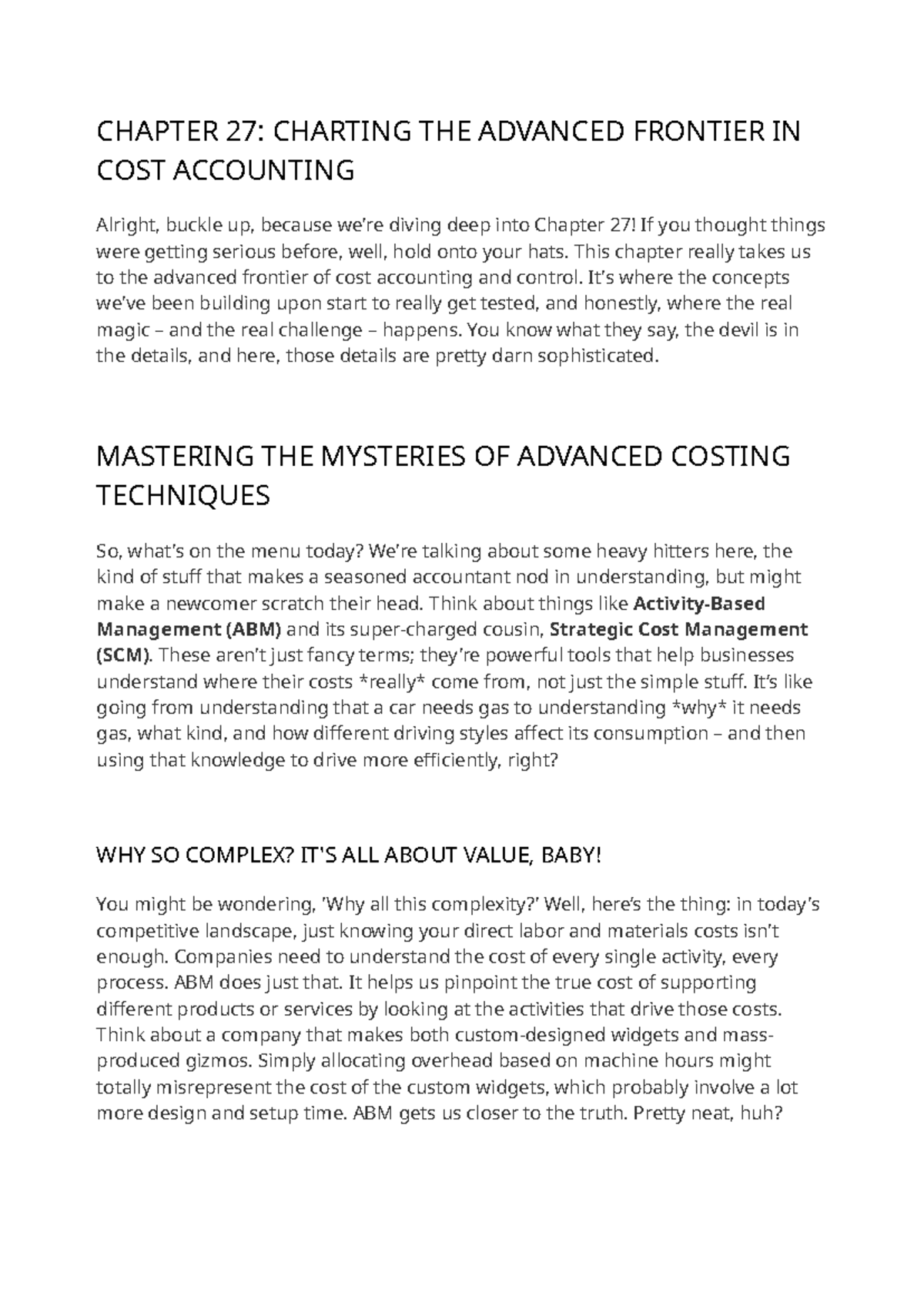 CH. 27: ADVANCED FRONTIER IN COST ACCOUNTING REVIEW - Studocu