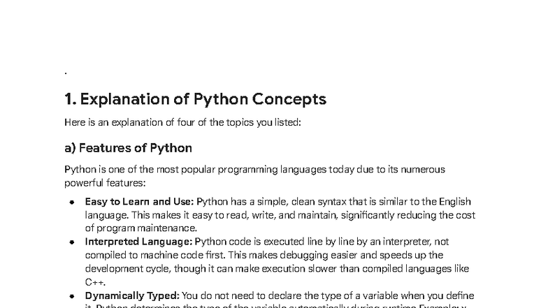 Python Concepts Overview: Key Features and Functions - Studocu