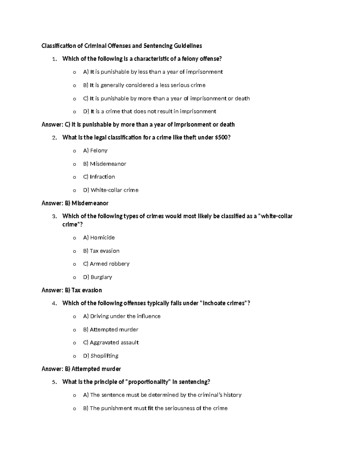 Classification of Criminal Offenses and Sentencing Guidelines - Which ...