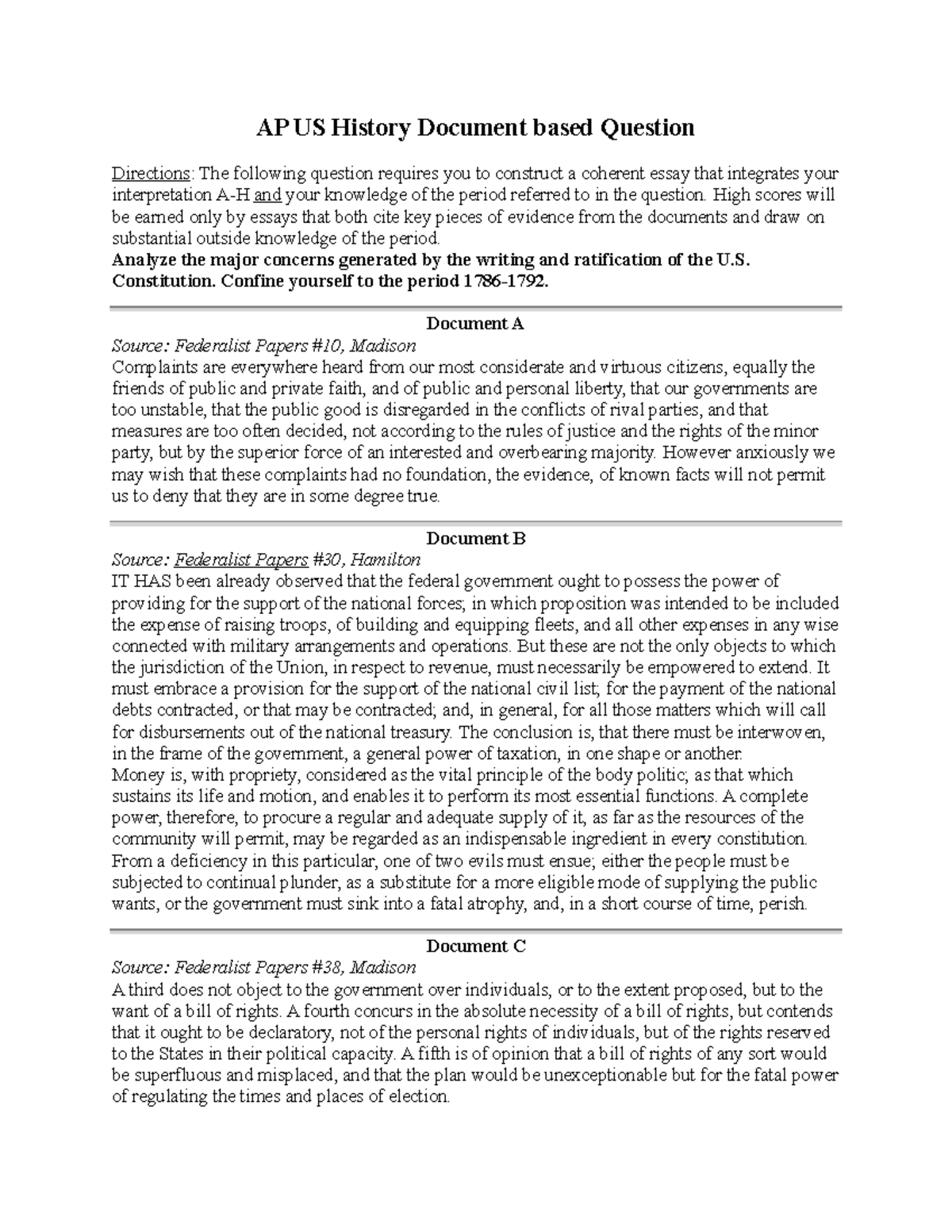 2.0 constitution 1 - this is a sample ap question - AP US History ...