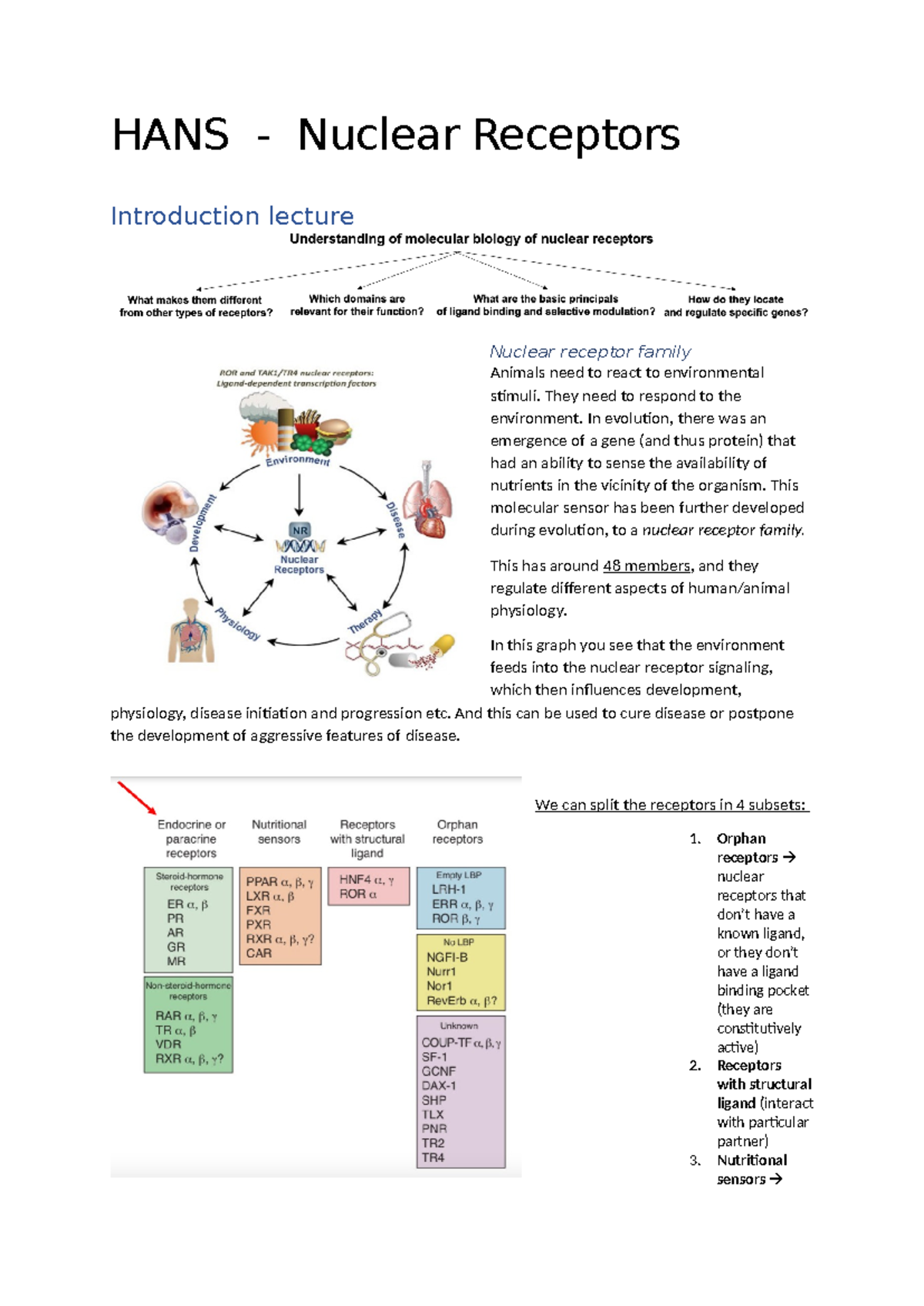 **04 HANS - Lecture Notes on Nuclear Receptors and Their Functions ...