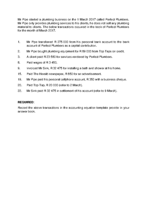 2024 Exercise Answers - Accounting Equation - STUDY UNIT 3 – THE BASIC ACCOUNTING EQUATION ...