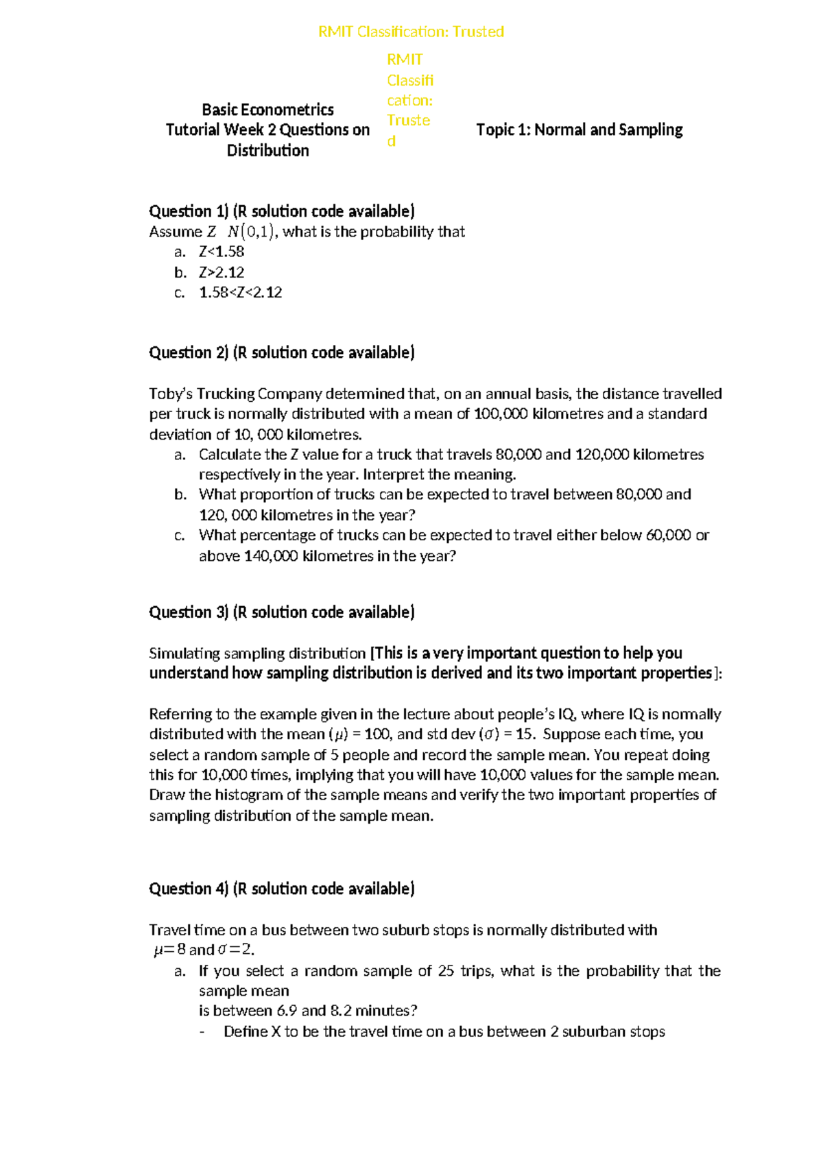 ECON1066 Tutorial Week 2 questions - RMIT Classification: Trusted RMIT ...