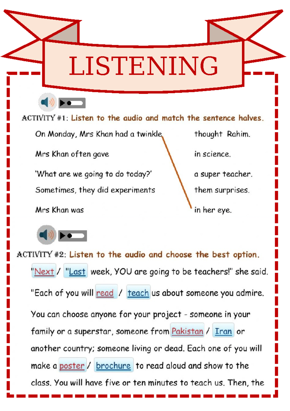 Listeng test - apoyo para mejorar la habilidad de escuchar - LISTENING ...