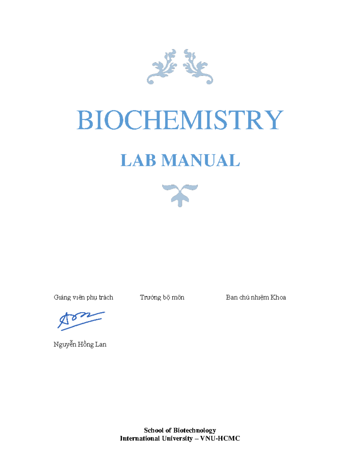 Biochemistry Lab Manual 2024 - BIOCHEMISTRY LAB MANUAL ####### School ...