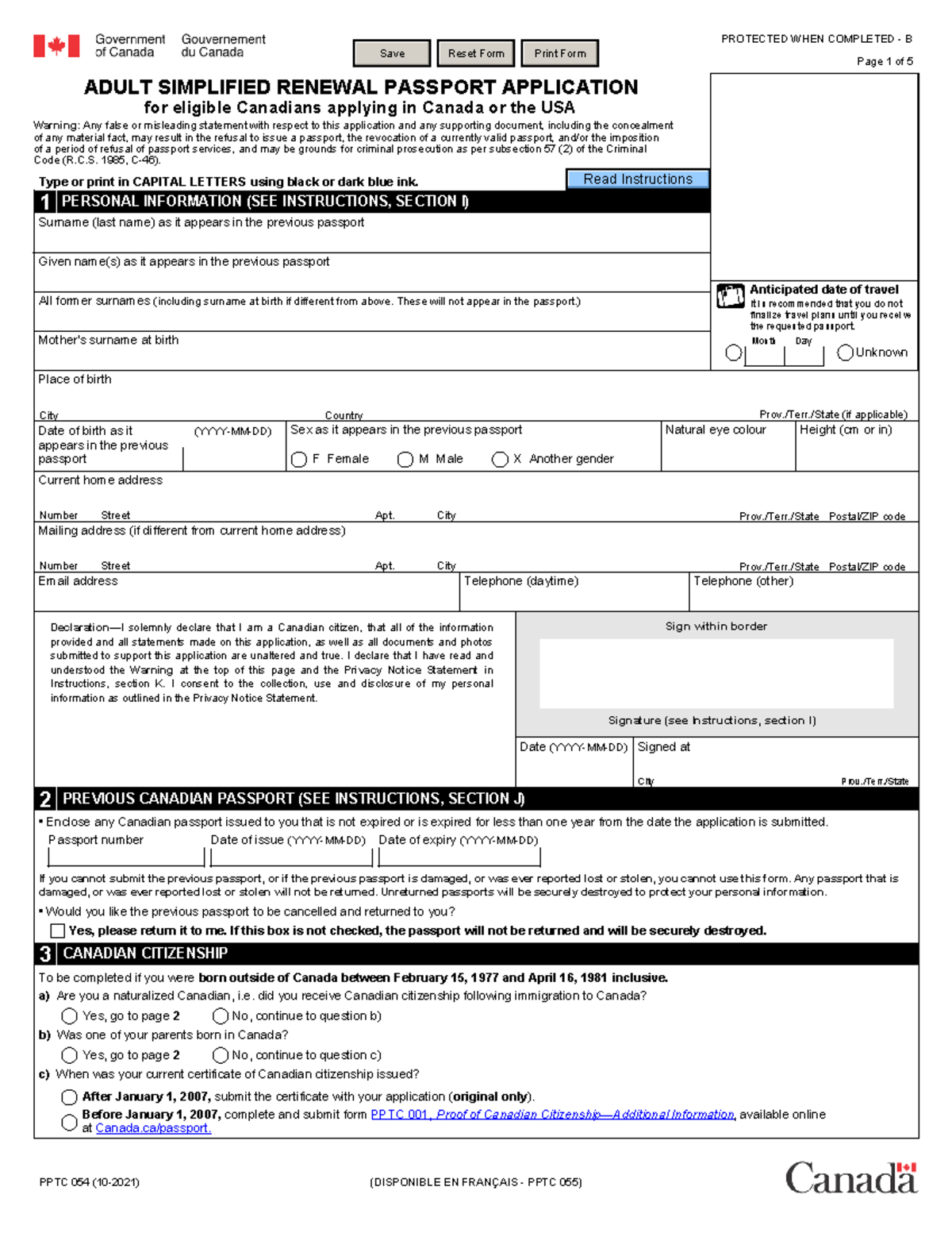 IRCC Adult Passport Application Guide - Form PPTC 054 (2021) - Studocu