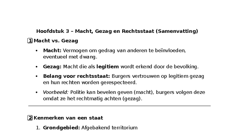 Hoofdstuk 3 & 6 Samenvatting: Macht, Gezag en Internationaal ...