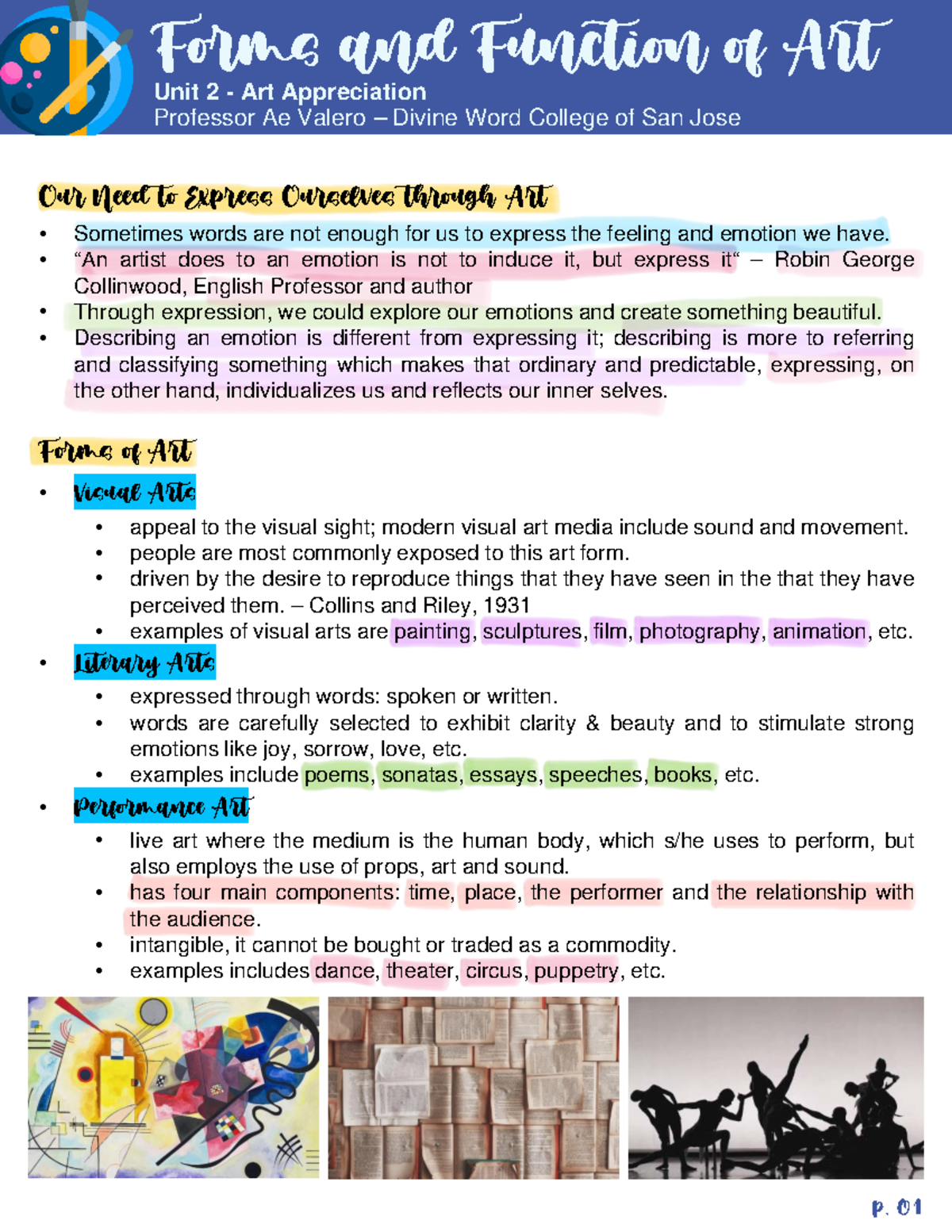 02 Handouts: Forms and Functions of Art in Appreciation Studies - Studocu
