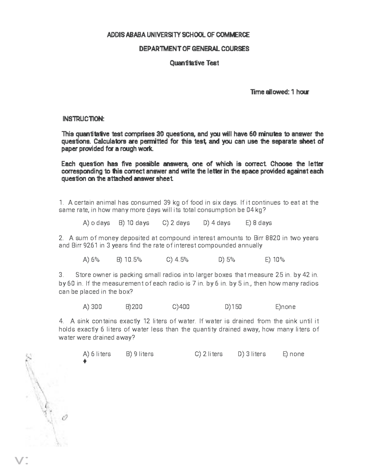 CBE-Quantitative Test Aptitude Exam Part One - Studocu