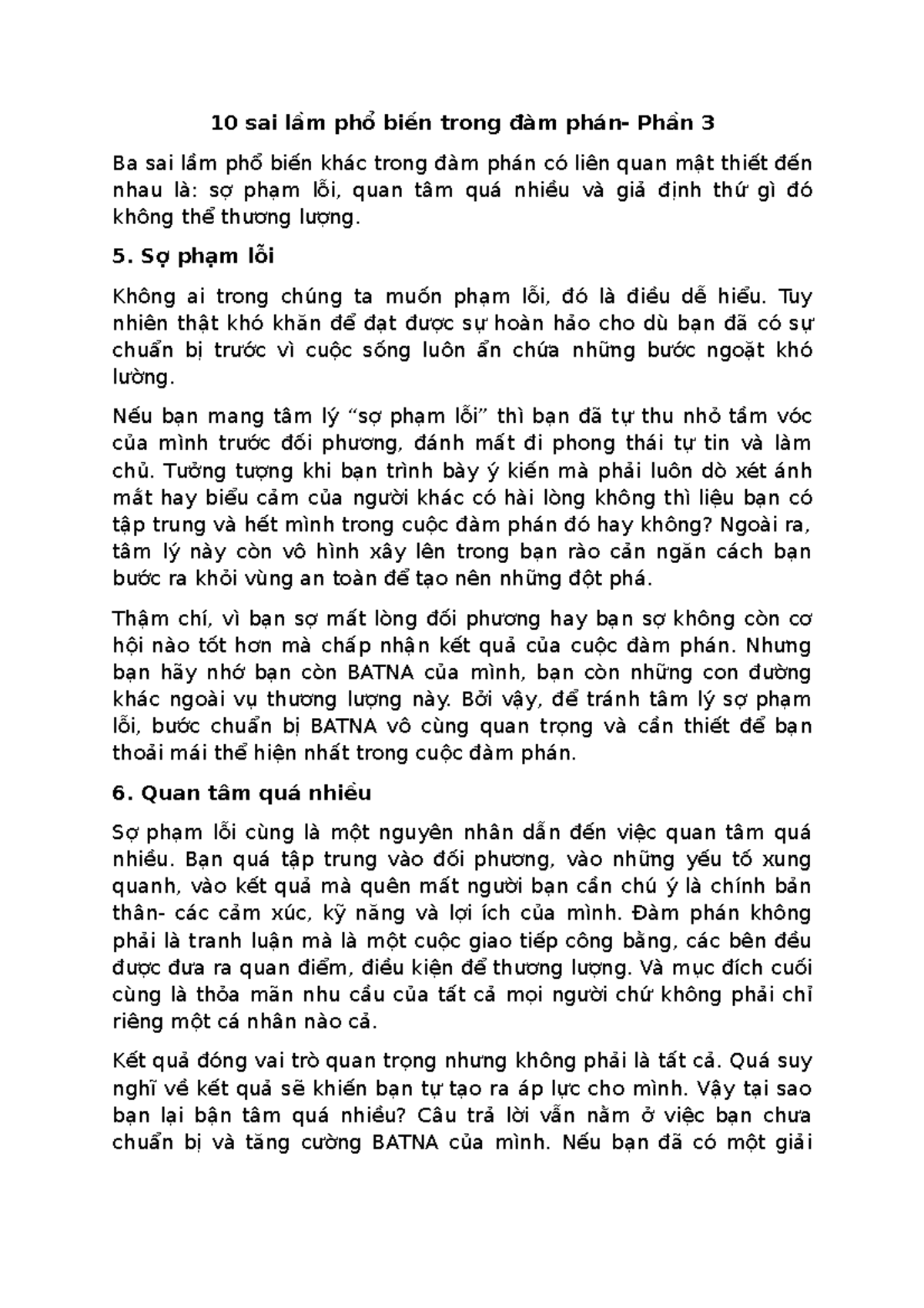 10 sai lầm phổ biến trong đàm phán phần 3 - 10 sai lầm phổ biến trong ...