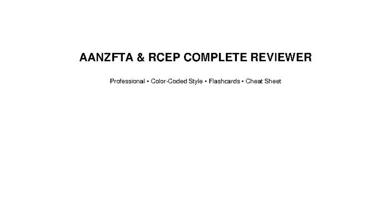 AANZFTA & RCEP Comprehensive Review Flashcards & Cheat Sheet - Studocu