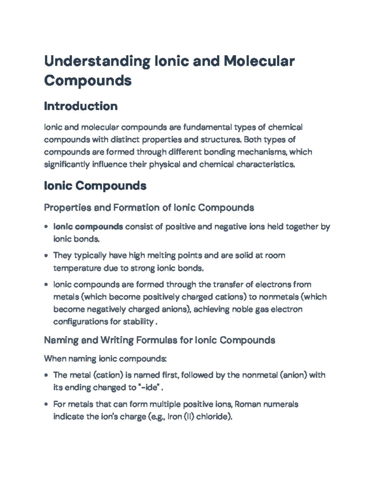 Understanding Ionic and Molecular Compounds - Chemistry 101 Notes ...