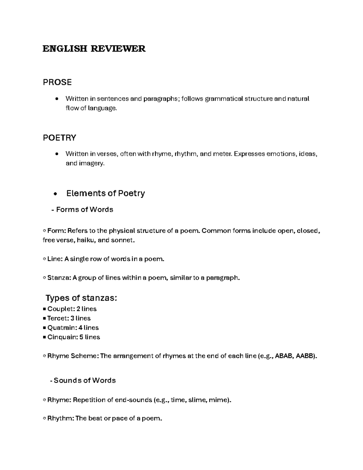 English Reviewer_Quarter 2 - ENGLISH REVIEWER PROSE Written in ...