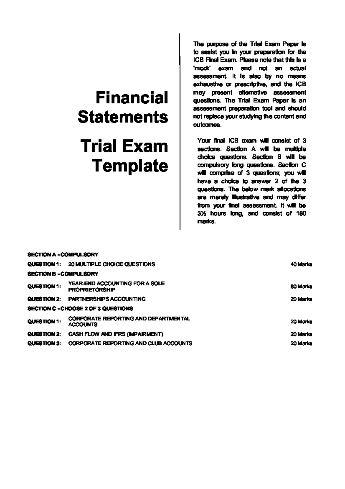 Fincial Statements Trial Exam Template - ####### ####### - Studocu