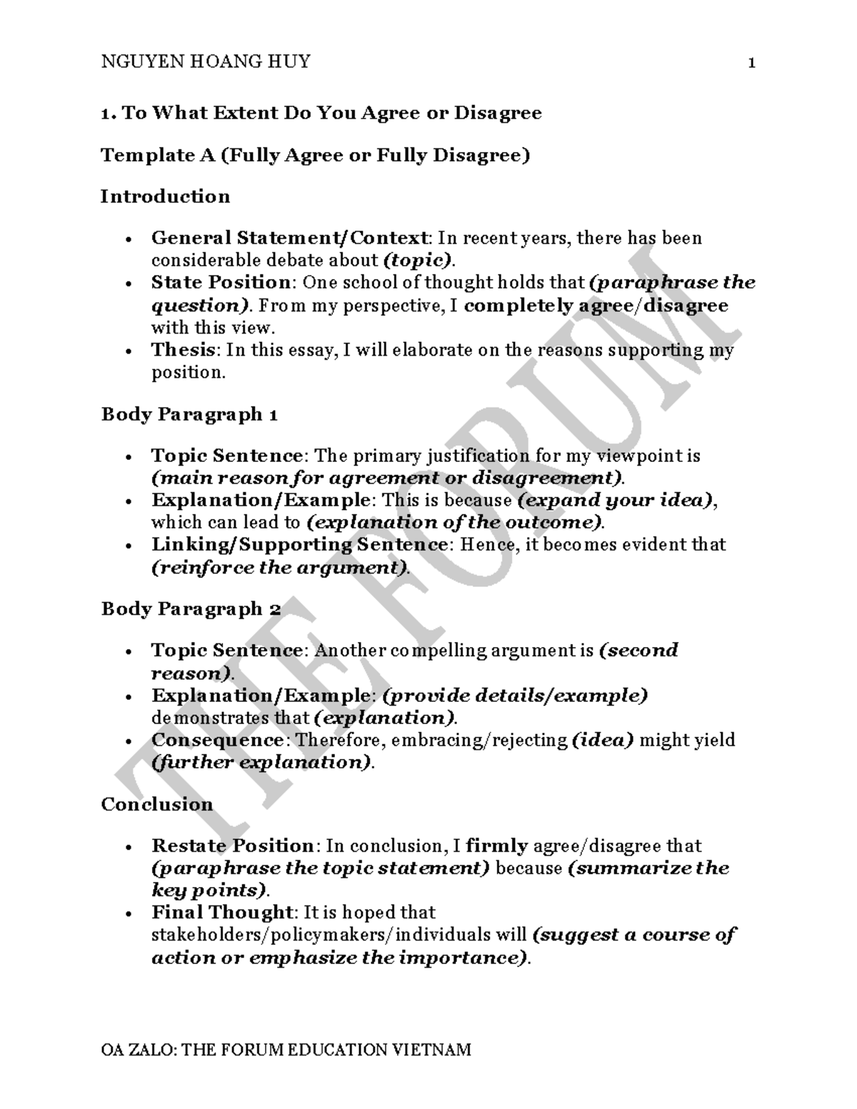 IELTS Essay Writing Template: FULL Task 2 Guide - Studocu