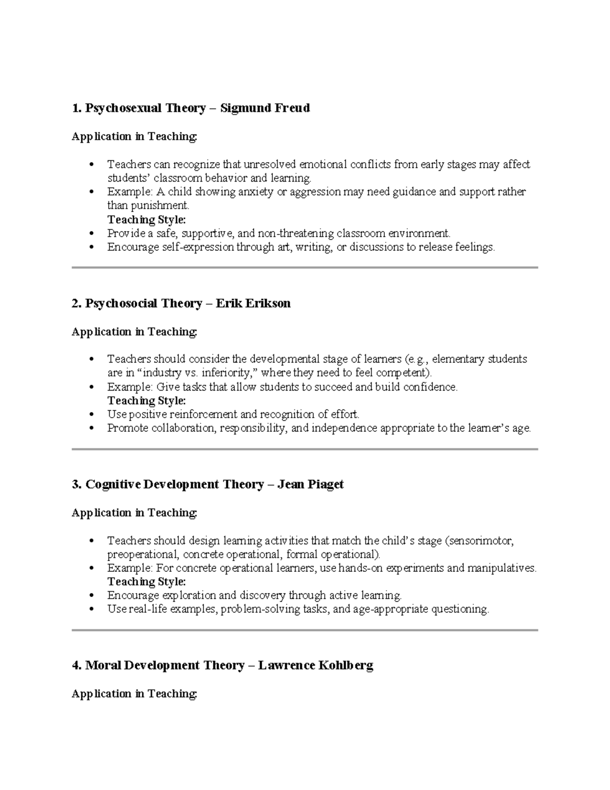 Assignment on Prof Ed: Application of Developmental Theories in ...