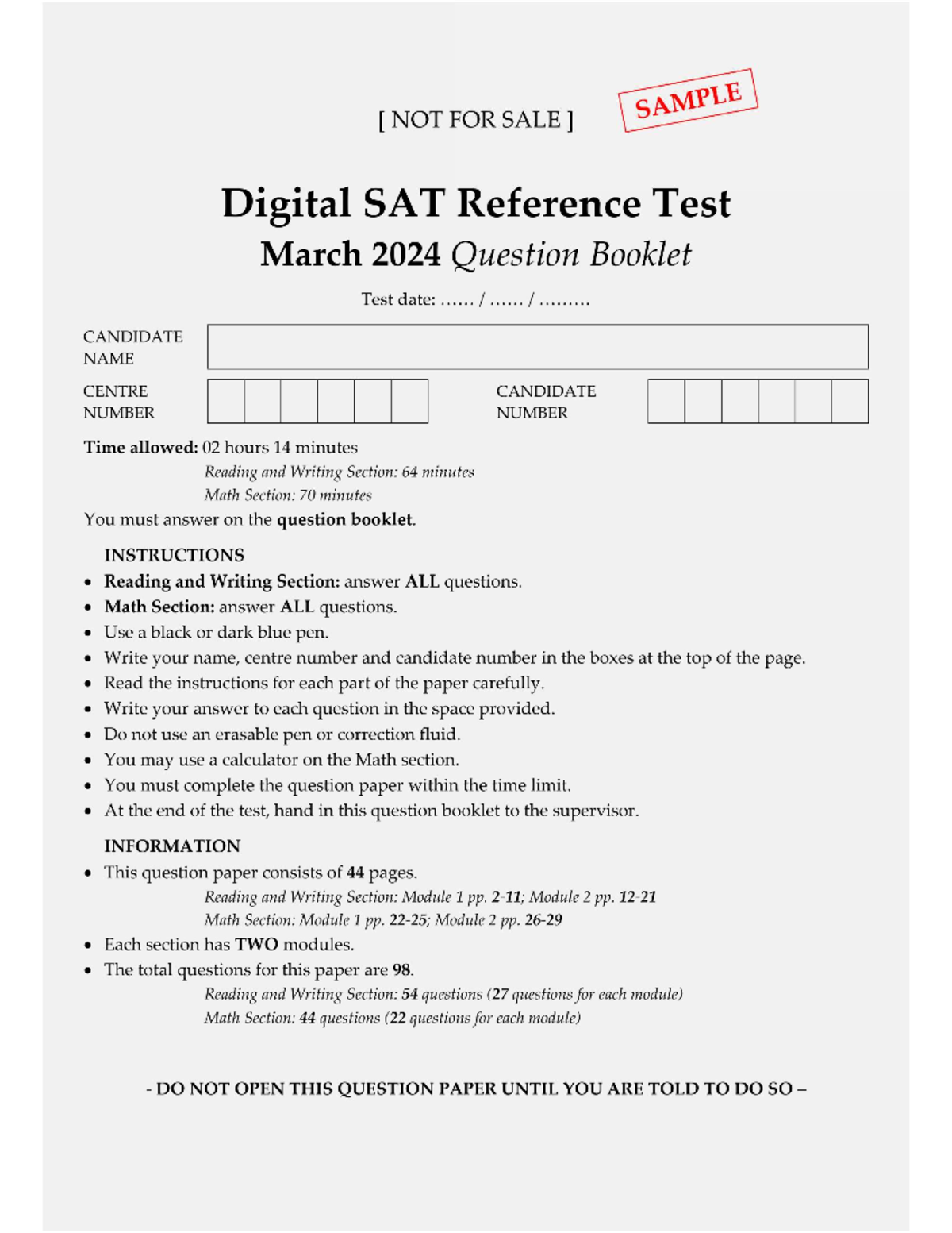735254372 DSAT March 2024 Practice Test Question Booklet - Studocu