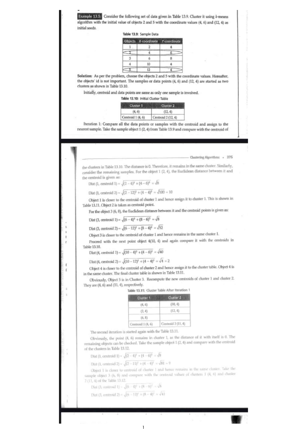 Clustering Algorithms: Example 13.5 with Initial Seeds (20260527) - Studocu