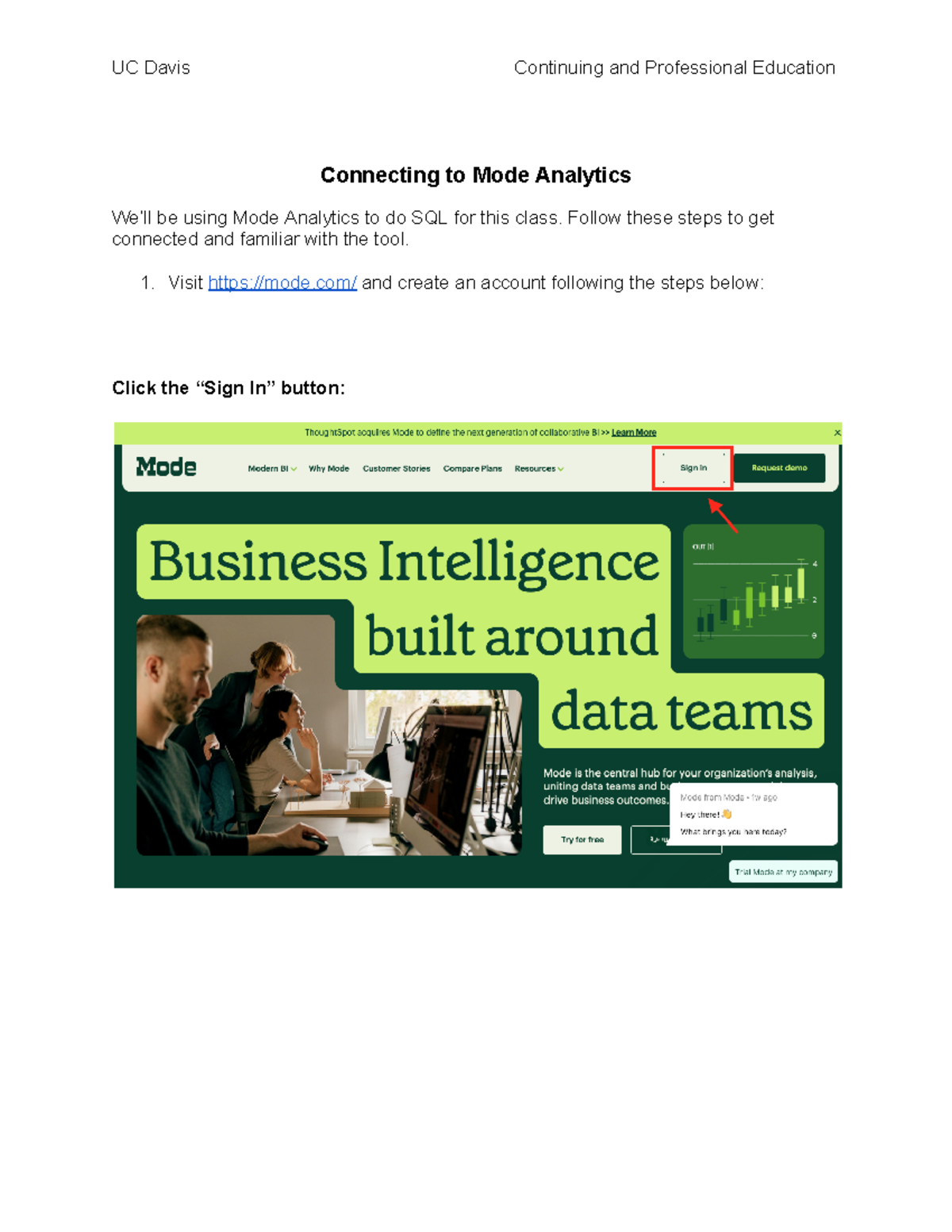 Connecting to Mode Analytics - Updated - Connecting to Mode Analytics ...