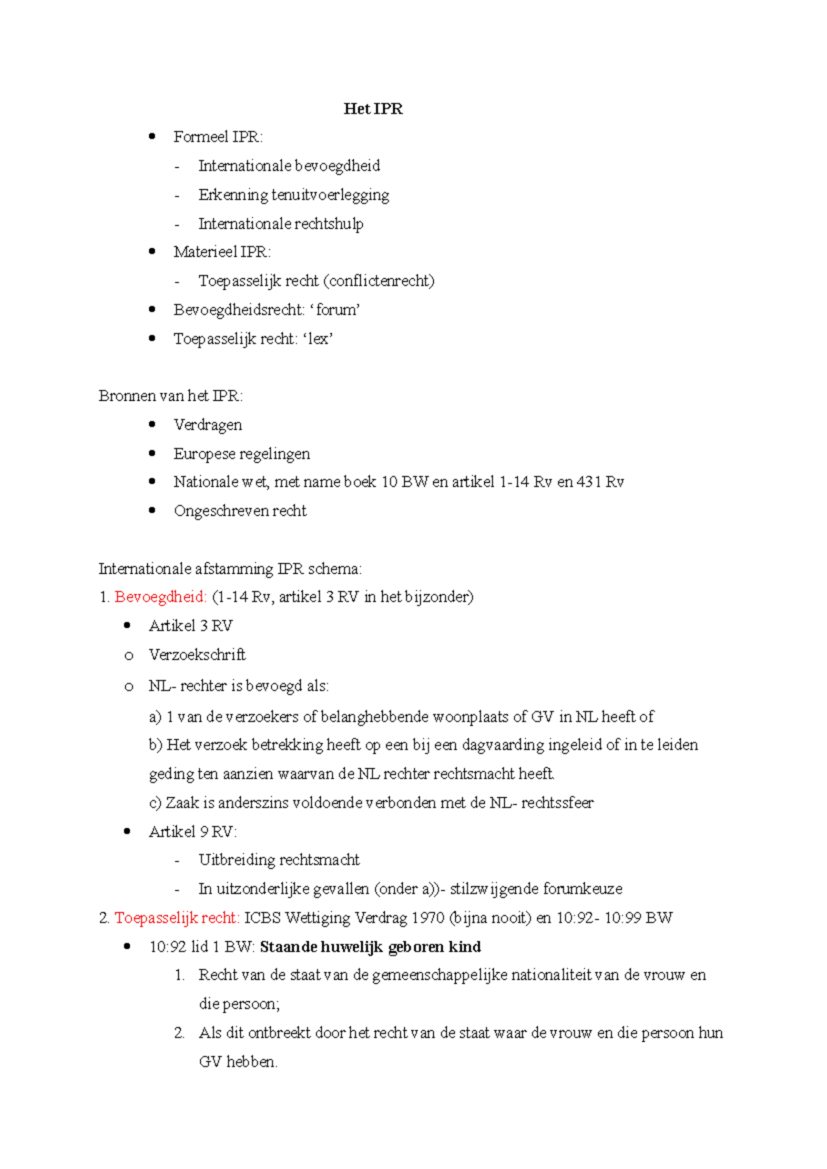 IPR Samenvatting: Formeel en Materieel IPR Schema en Regels - Studeersnel