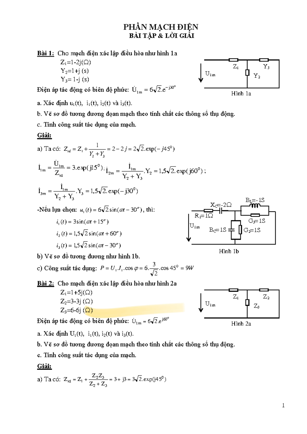Bài Tập Giải Mạch Điện - Mã Khóa 40 - Studocu