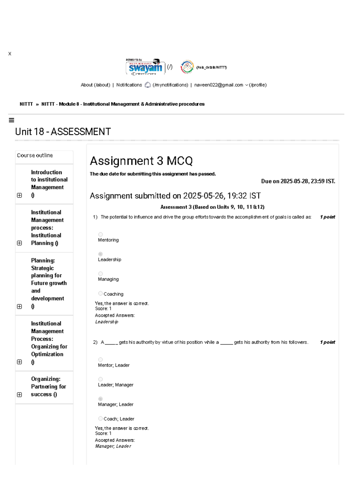 Q3 - Institutional Management Assessment Notes (Unit 18) - Studocu
