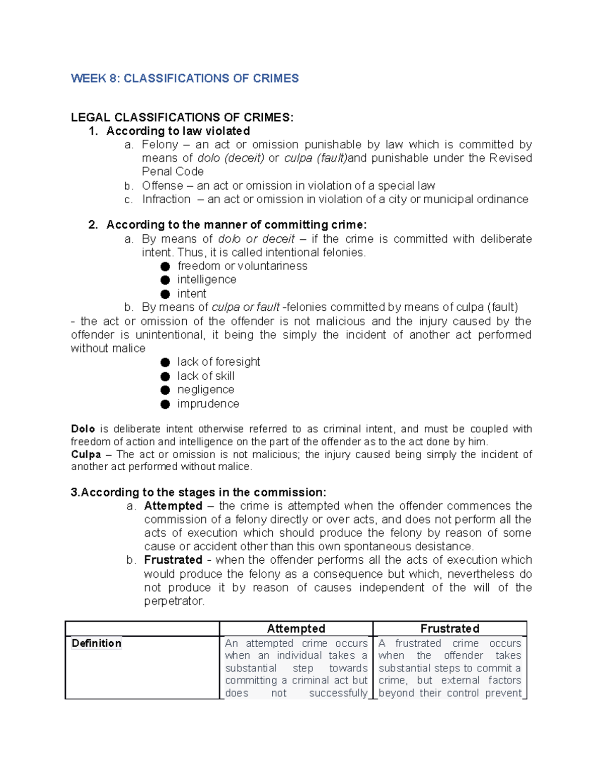 W8: Legal Classifications of Crimes - Felonies, Offenses & Infractions ...
