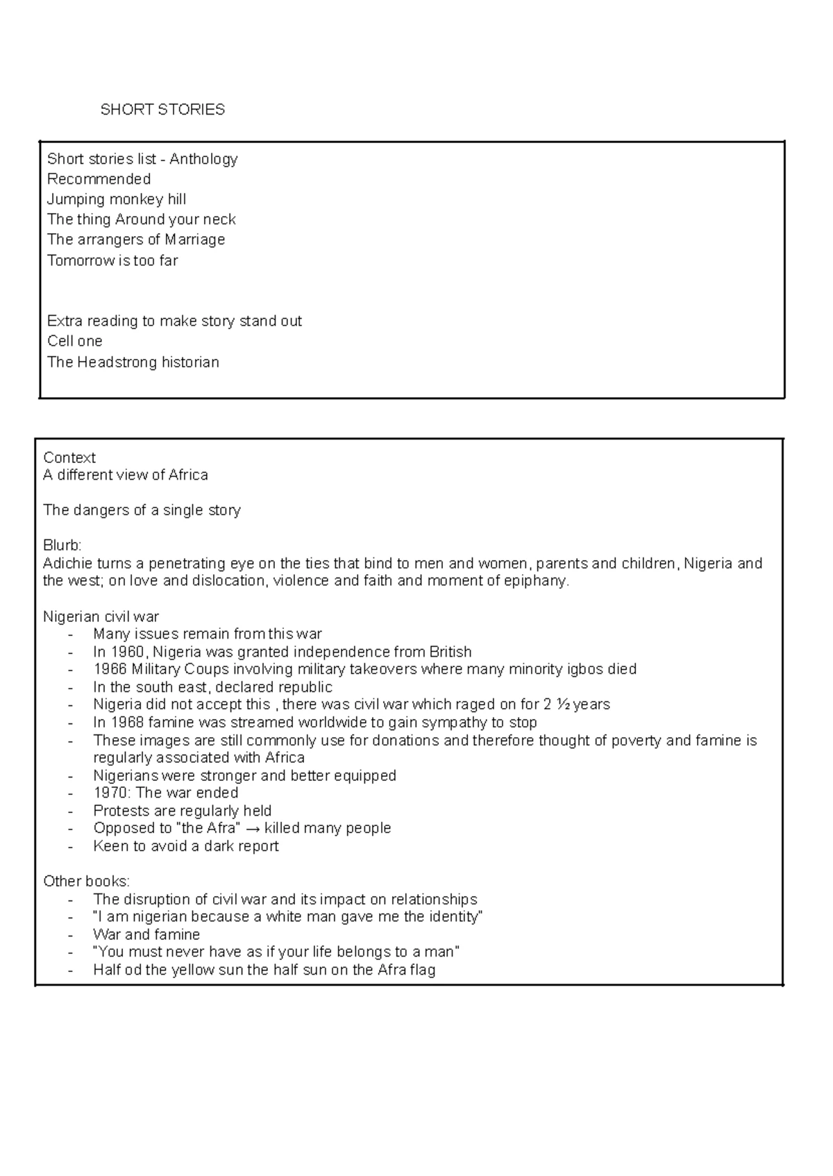 The Thing Around Your Neck: Short Story Analysis and Themes Notes - Studocu