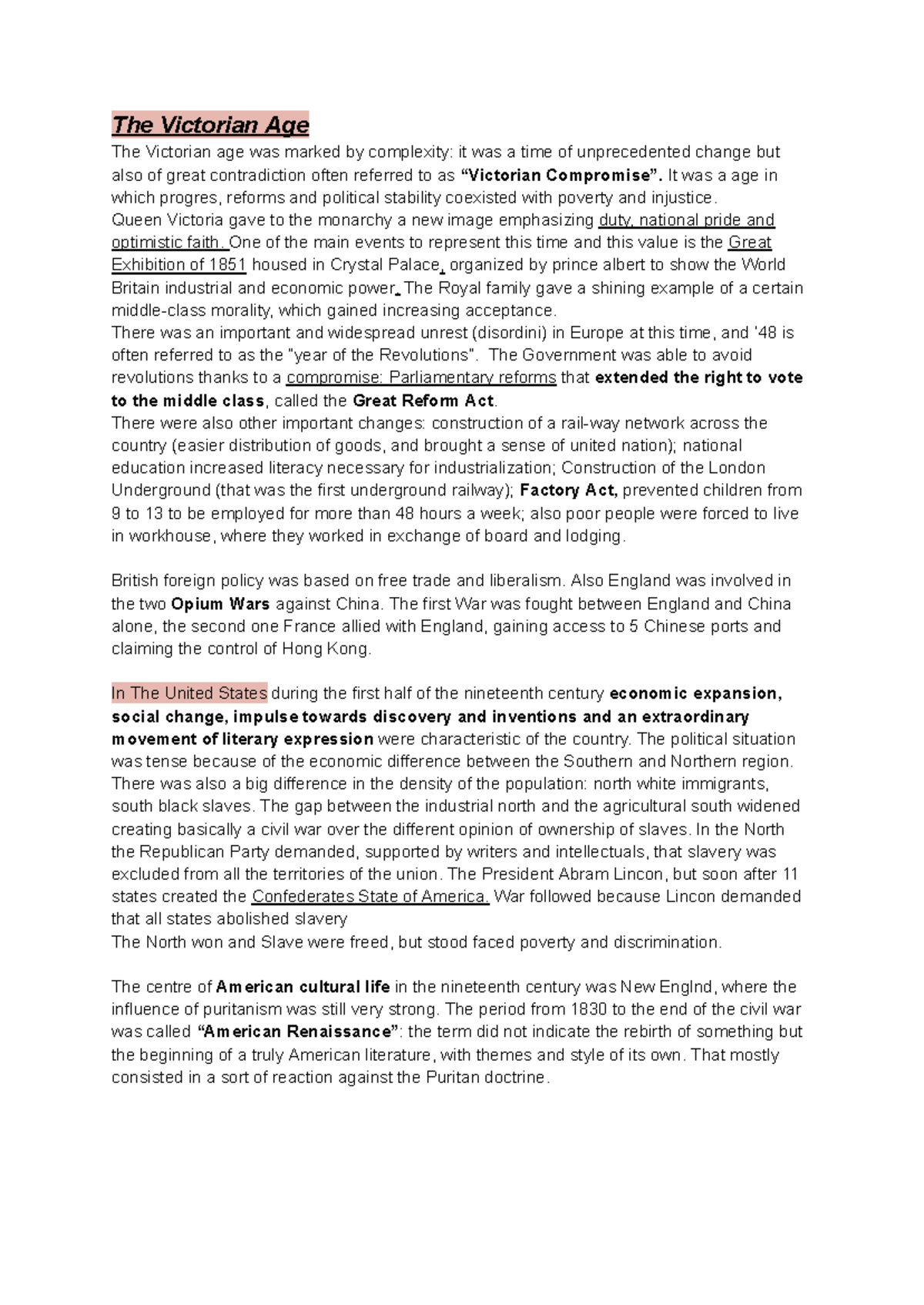 The Victorian Age: Summary of Key Chapters in English Literature - Studocu
