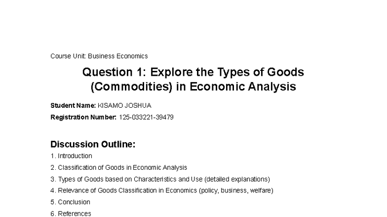Business Economics: Types of Goods in Economic Analysis (125-033221 ...